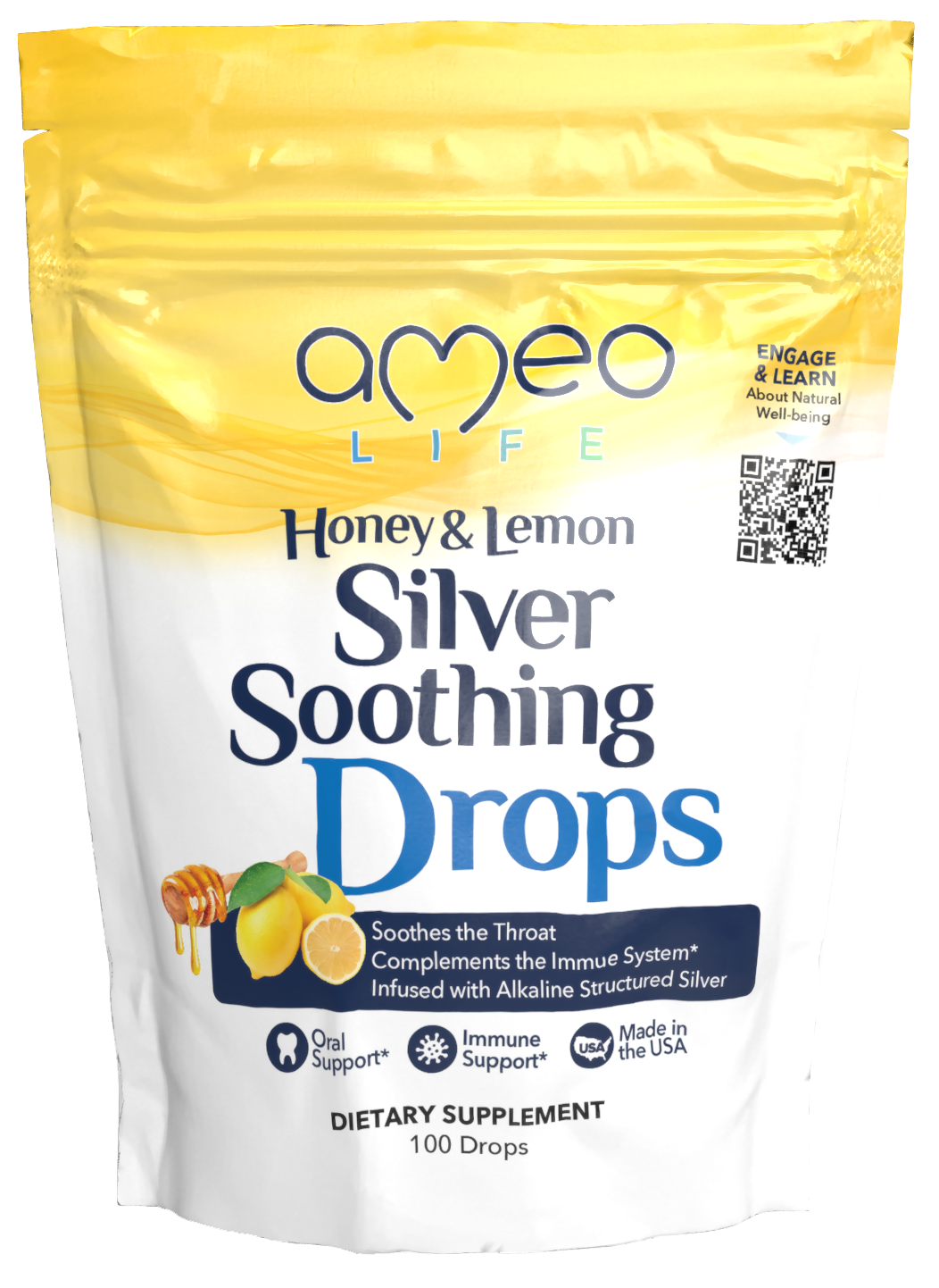 Honey & Lemon Silver Soothing Drops - Ameo Life